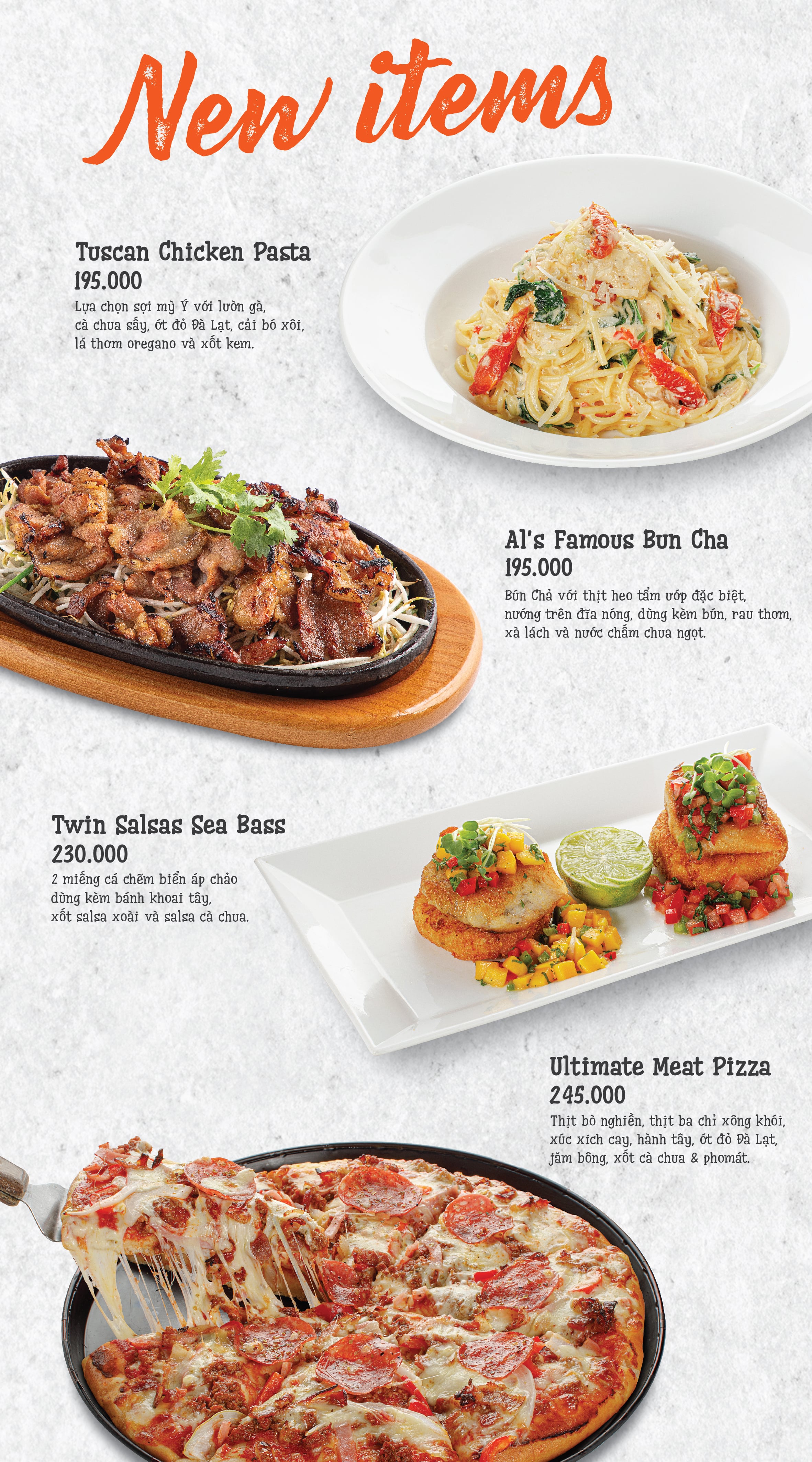 Menu Al Fresco's Đà Nẵng